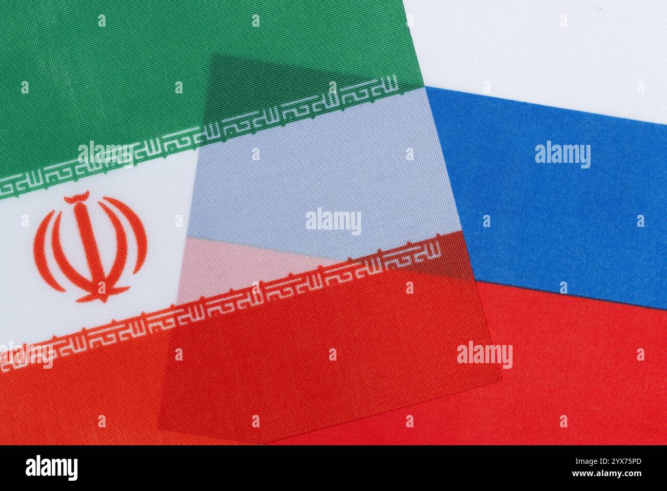National flags Iran and Russia on textile background Stock Photo - Alamy