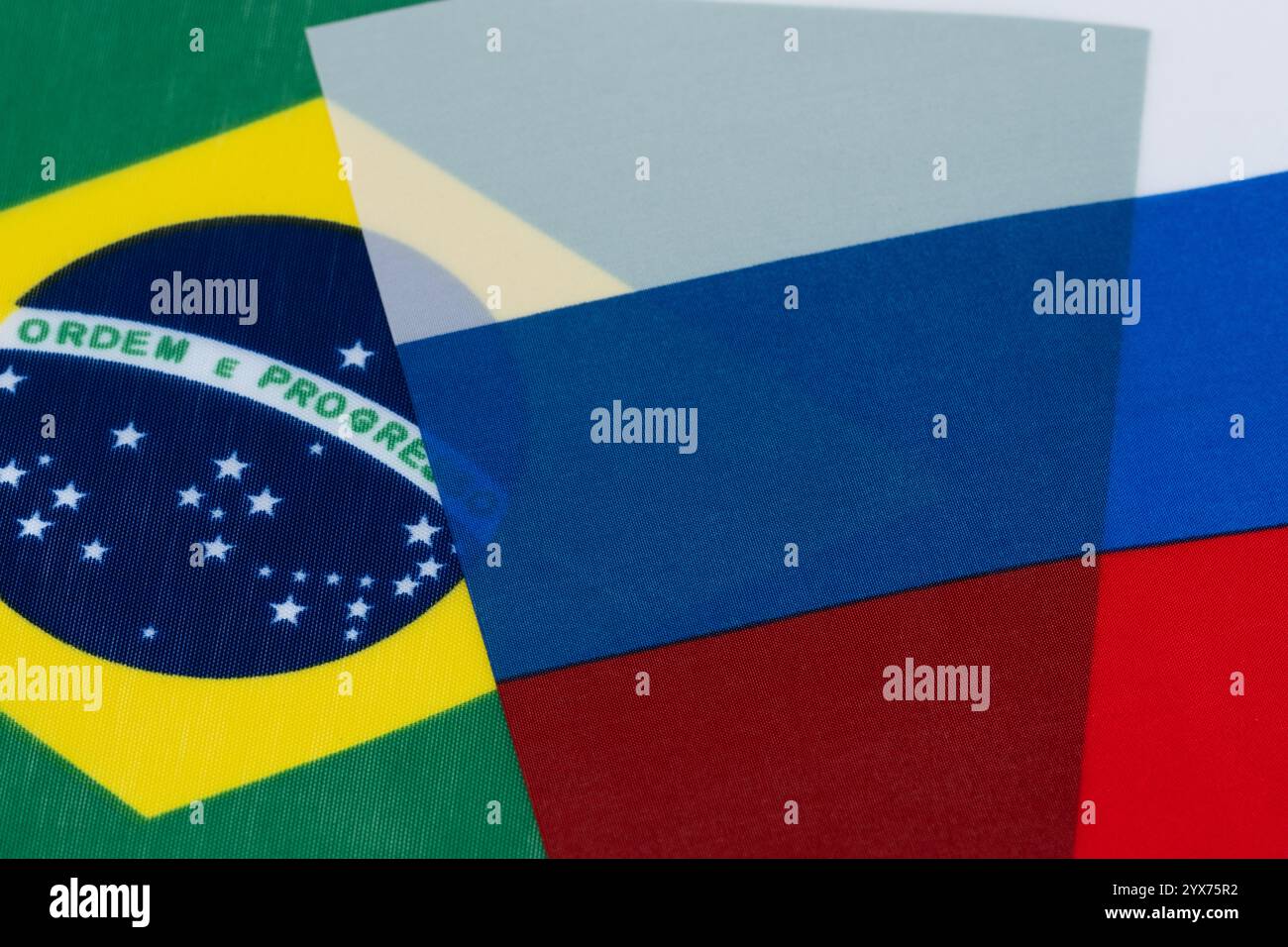 Flag of Brazil and Russia. Symbol cooperation and partnership. Concept ...