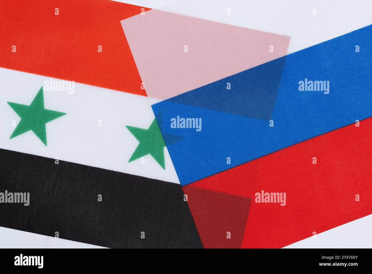 National flag Syria and Russia. Symbol cooperation and partnership ...