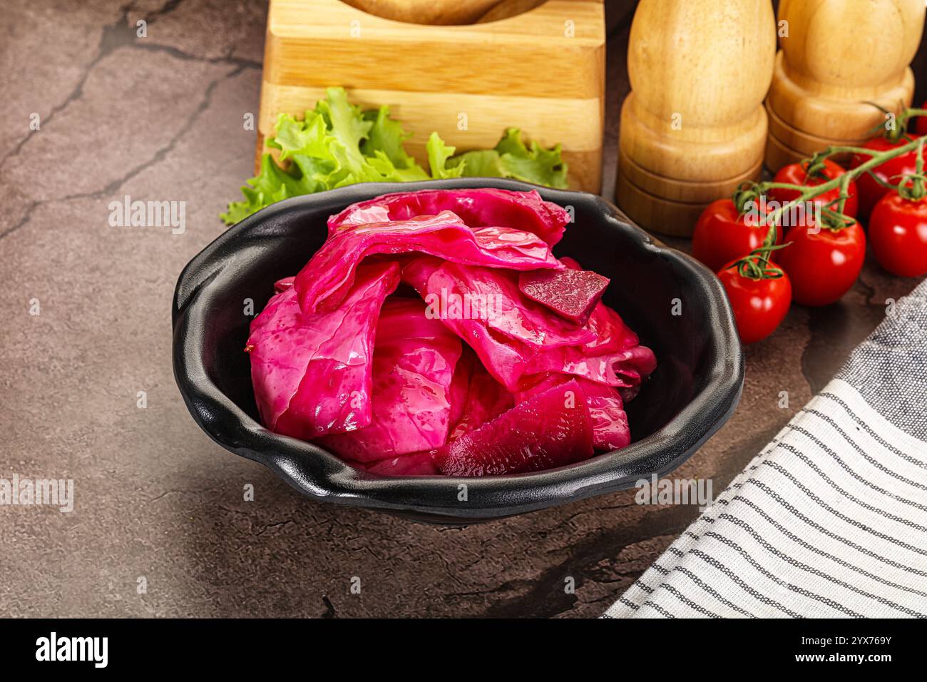 Red pickled cabbage with beetroot Sauerkraut Stock Photo - Alamy