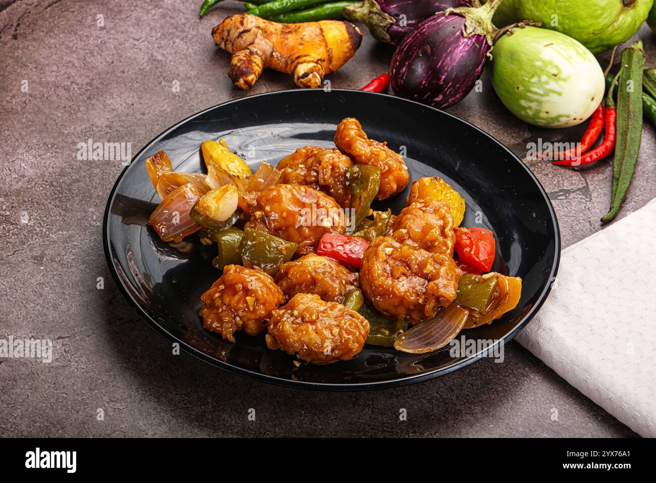 Chinese cuisine - prawn with chili sauce and garlic Stock Photo - Alamy