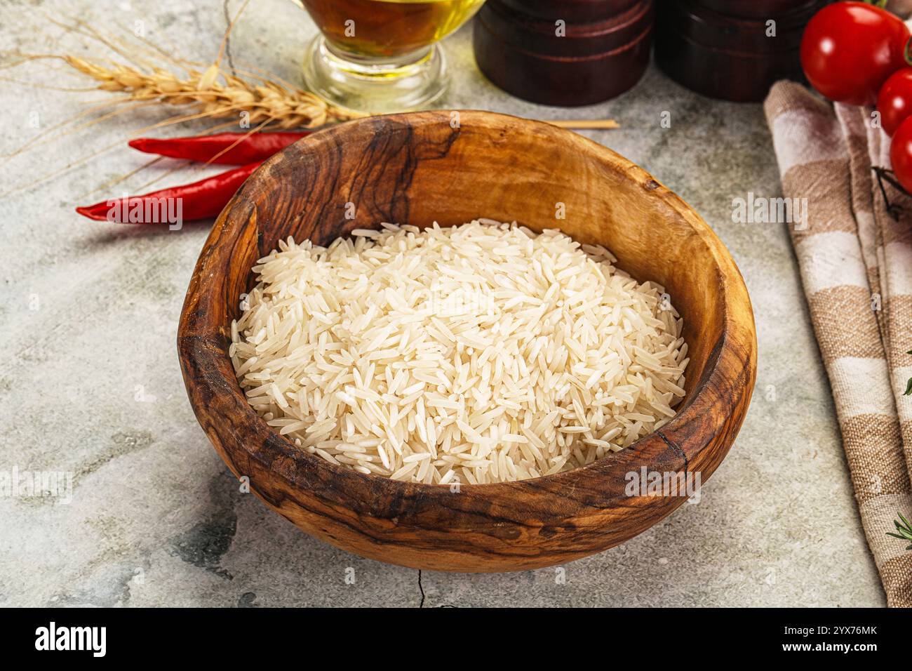 Indian cuisine - raw basmati rice for steam Stock Photo - Alamy