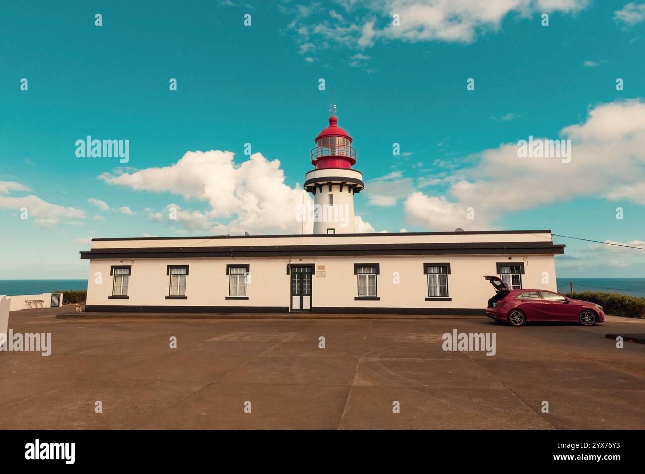 Farol Da Ponta Do Topo lighthouse close view at Sao Jorge island Azores ...