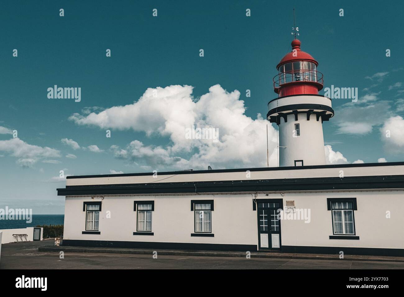 Farol Da Ponta Do Topo lighthouse close view at Sao Jorge island Azores ...