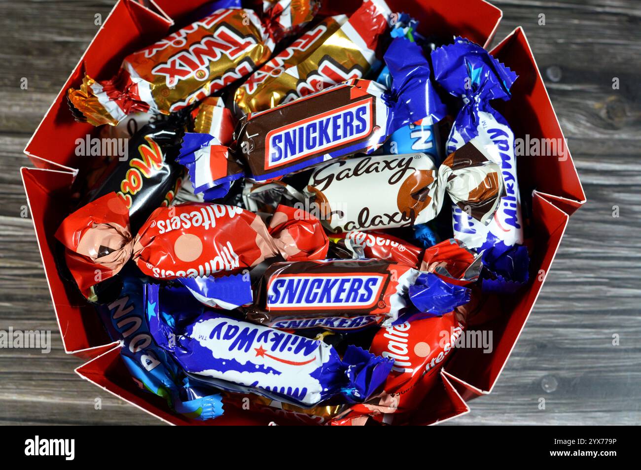 Cairo, Egypt, November 24 2024: Celebrations box mini chocolate bars ...