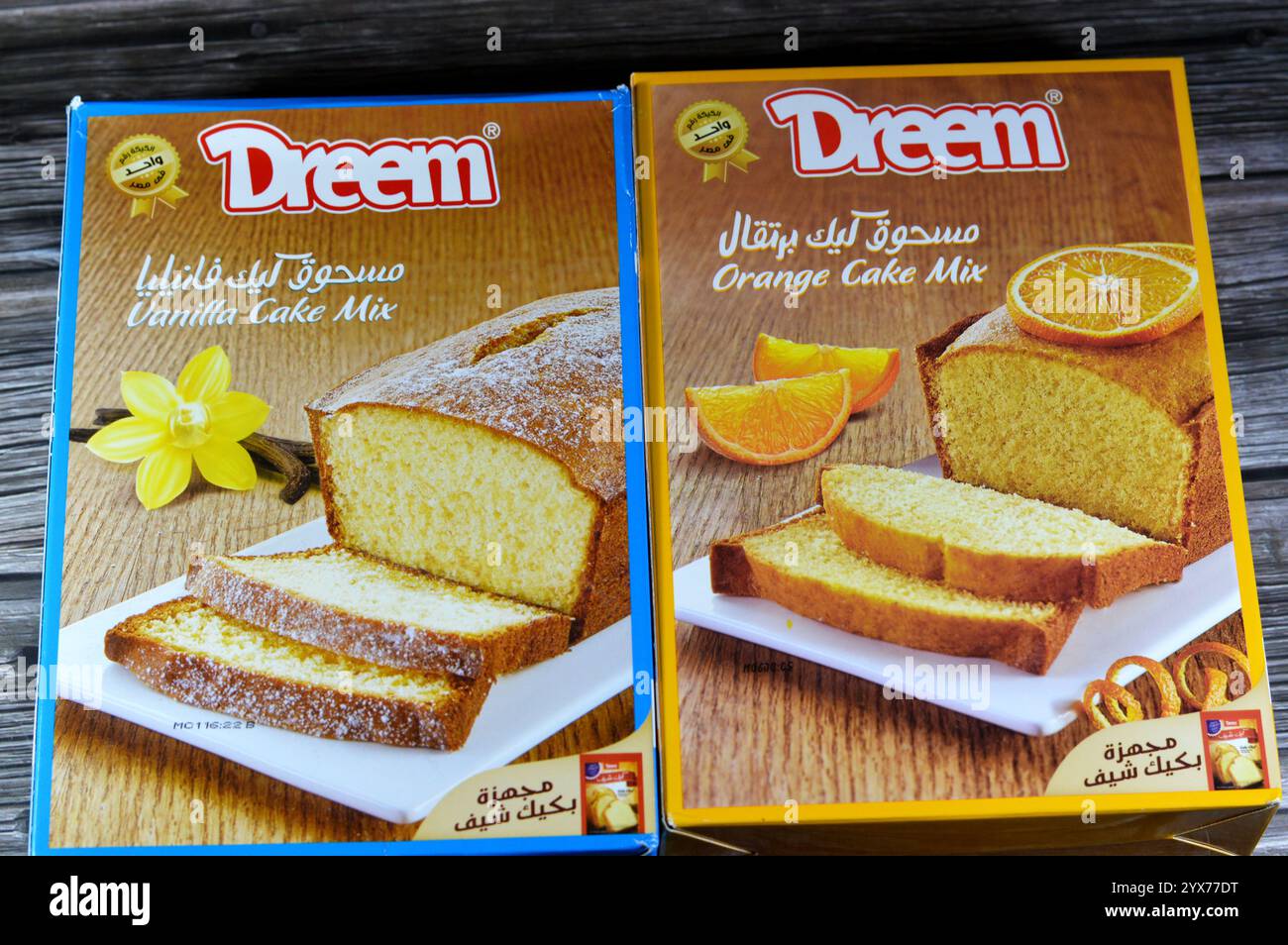 Cairo, Egypt, October 31 2024: Dreem cake mix flavors of orange and ...