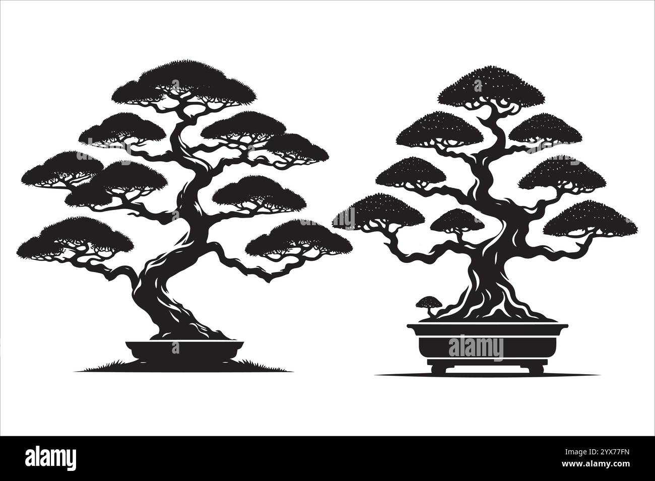 Bonsai Tree Silhouette Art Stock Vector Image & Art - Alamy