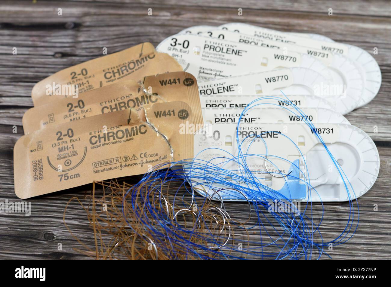 Cairo, Egypt, October 13 2024: Surgical sutures of ETHICON Prolene blue ...