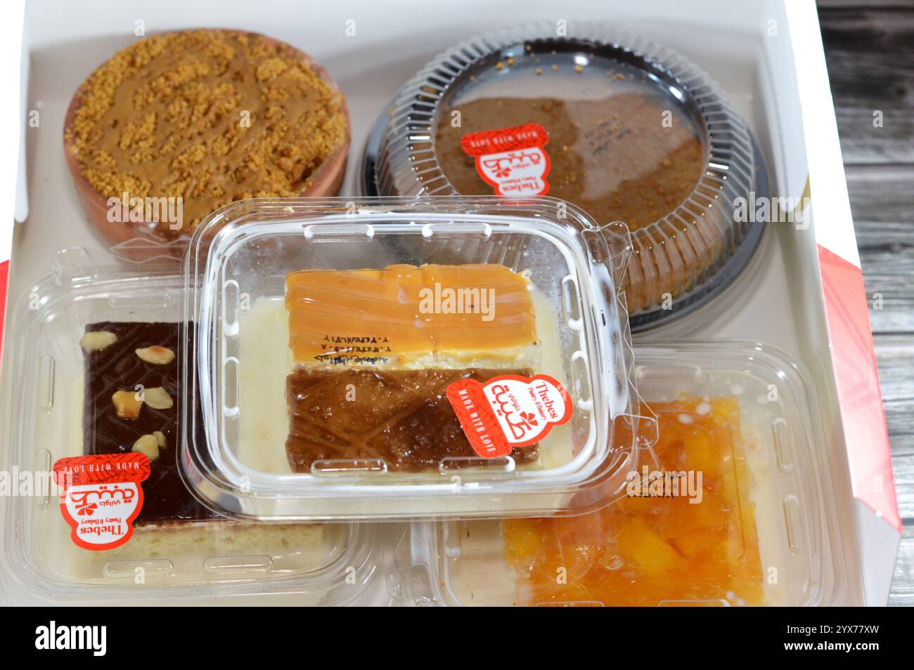 Cairo, Egypt, October 8 2024: Thebes pastries and bakeries, tres leches ...
