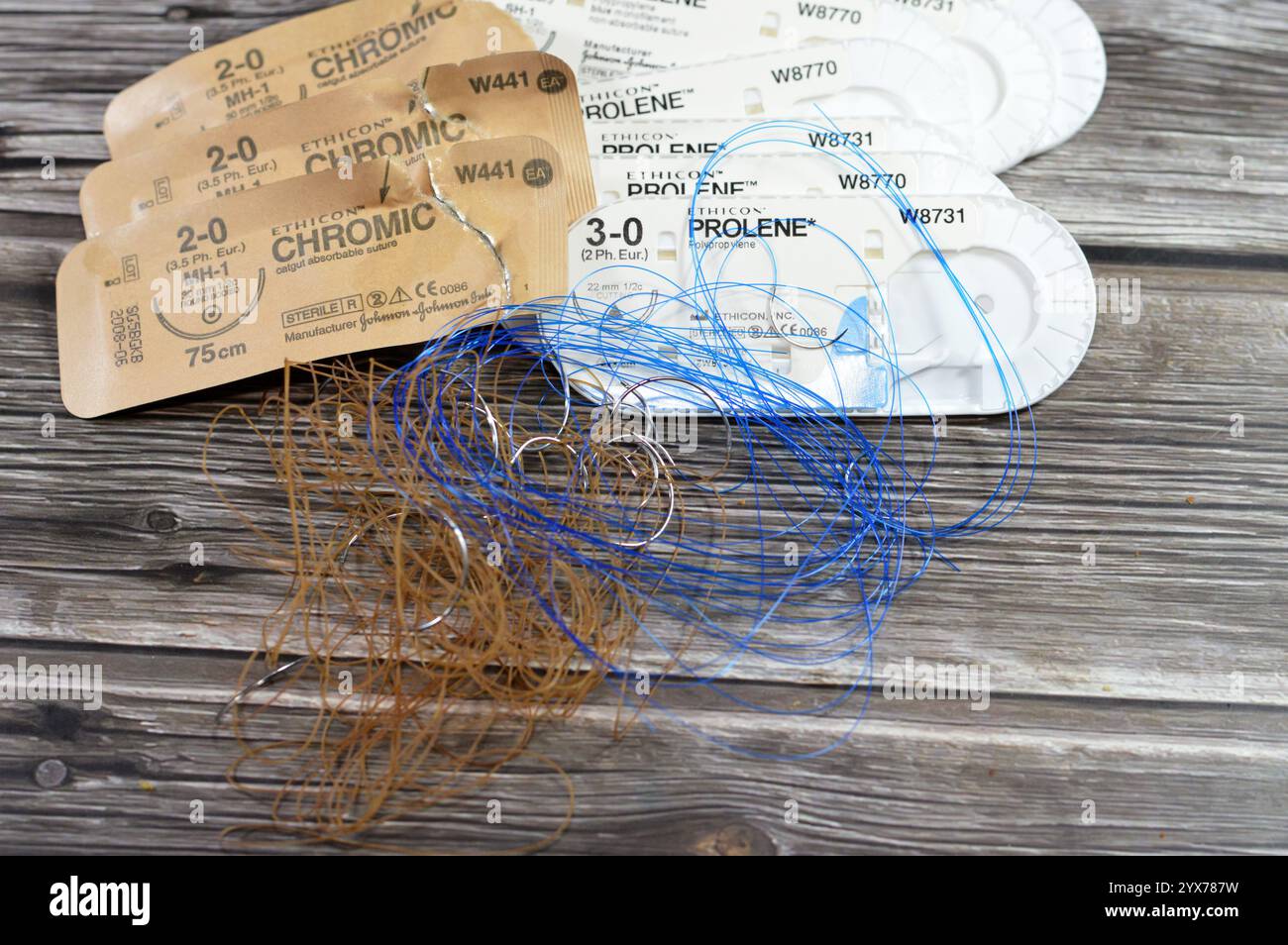 Cairo, Egypt, October 13 2024: Surgical sutures of ETHICON Prolene blue ...