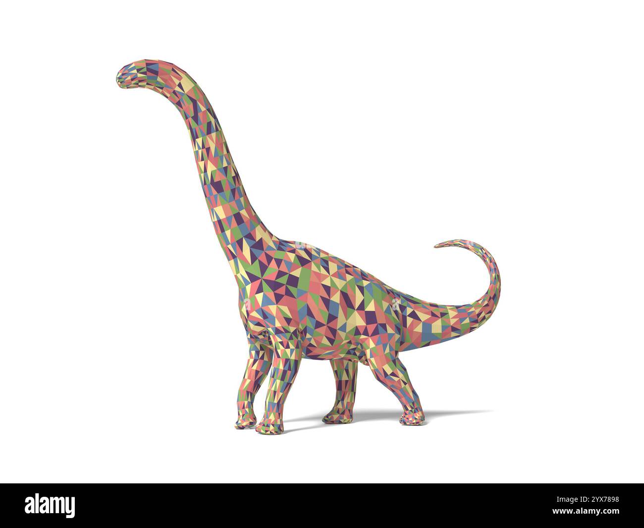 color poly Dinosaur standing on a white background, looking majestic ...