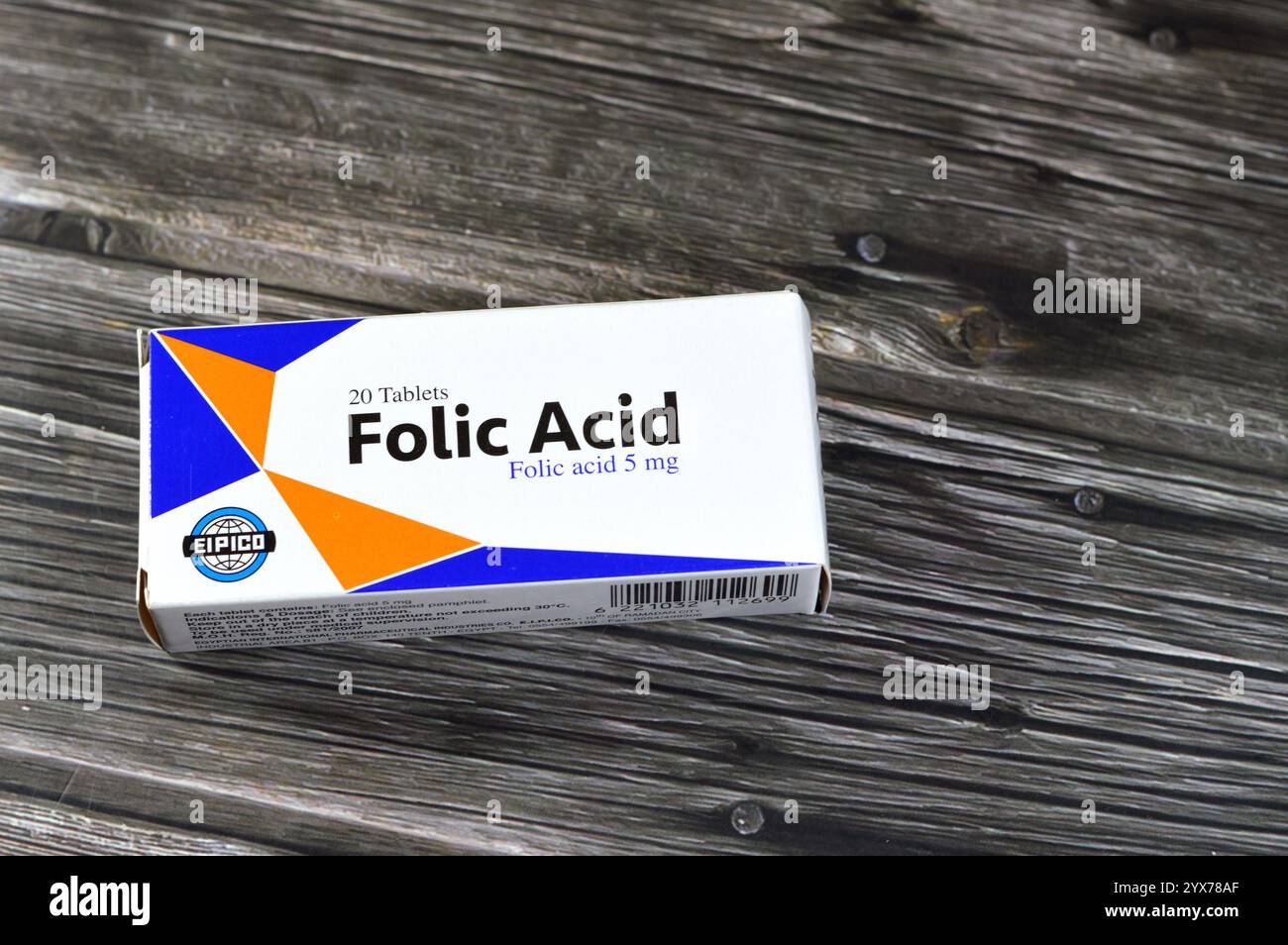 Cairo, Egypt, December 2 2024: Folic acid 5mg Tabs, for the treatment ...