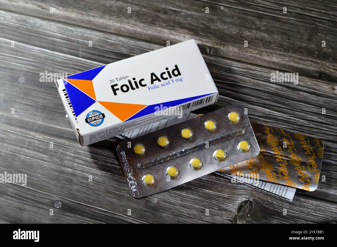 Cairo, Egypt, December 2 2024: Folic acid 5mg Tabs, for the treatment ...