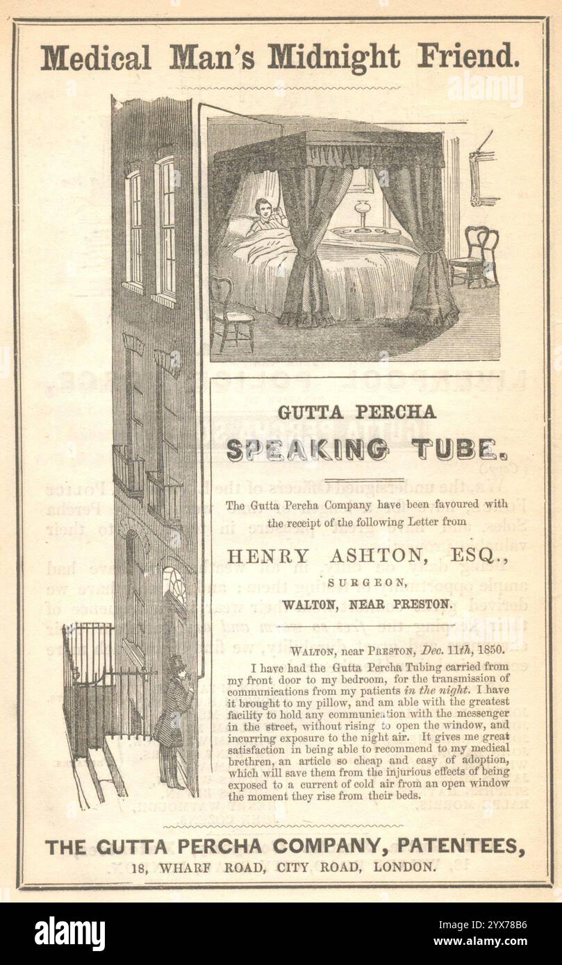 Advertisement for the Gutta Percha Speaking tube, the Medical Man's ...