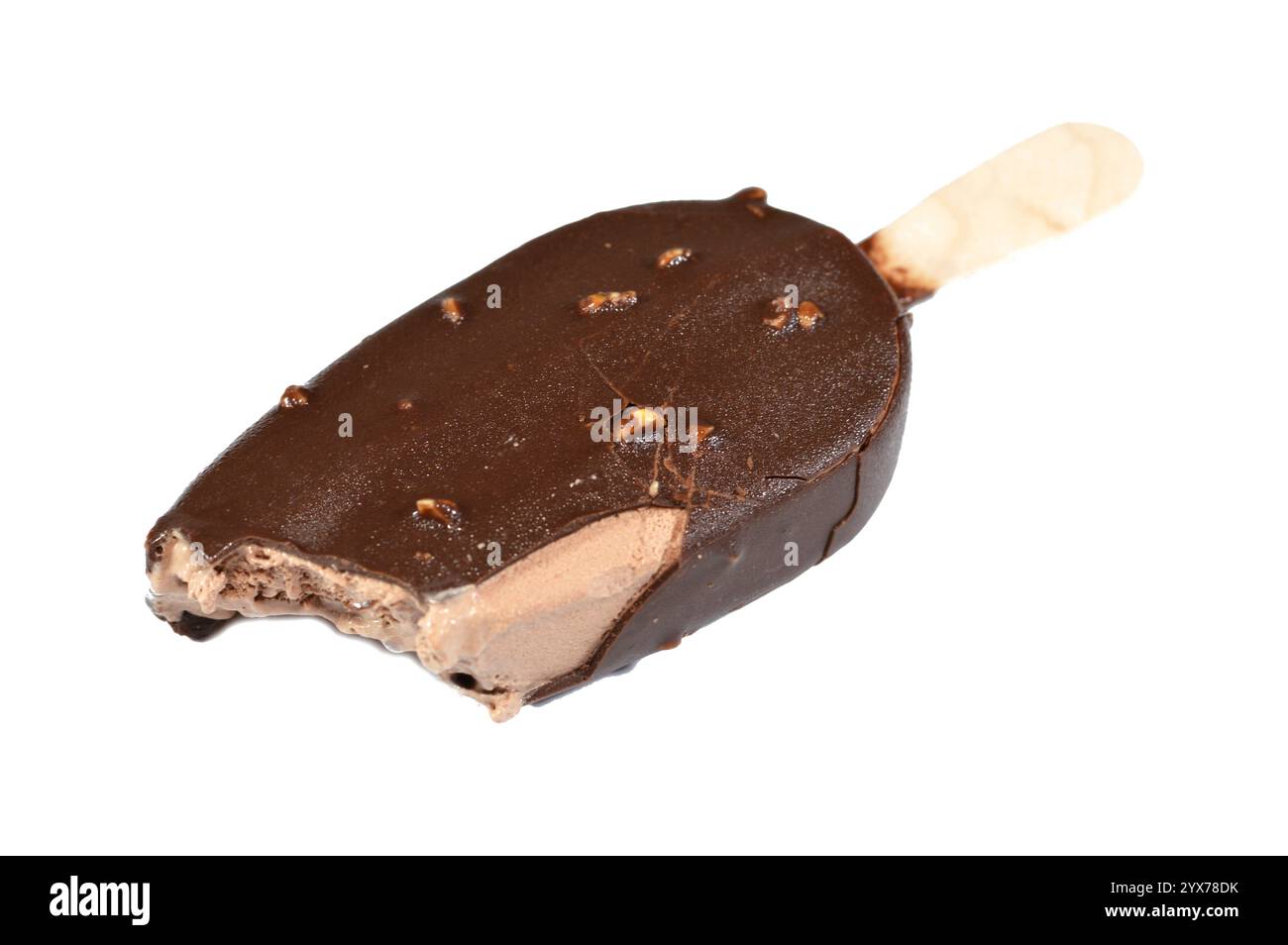 chocolate ice cream stick coated and covered with a layer of brown ...