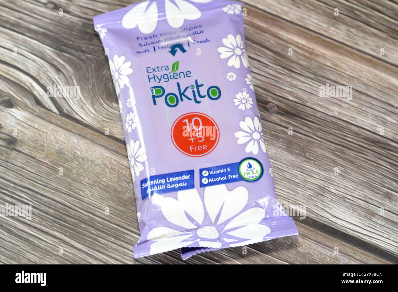 Cairo, Egypt, November 1 2024: Pokito extra hygiene wipes, refreshing ...
