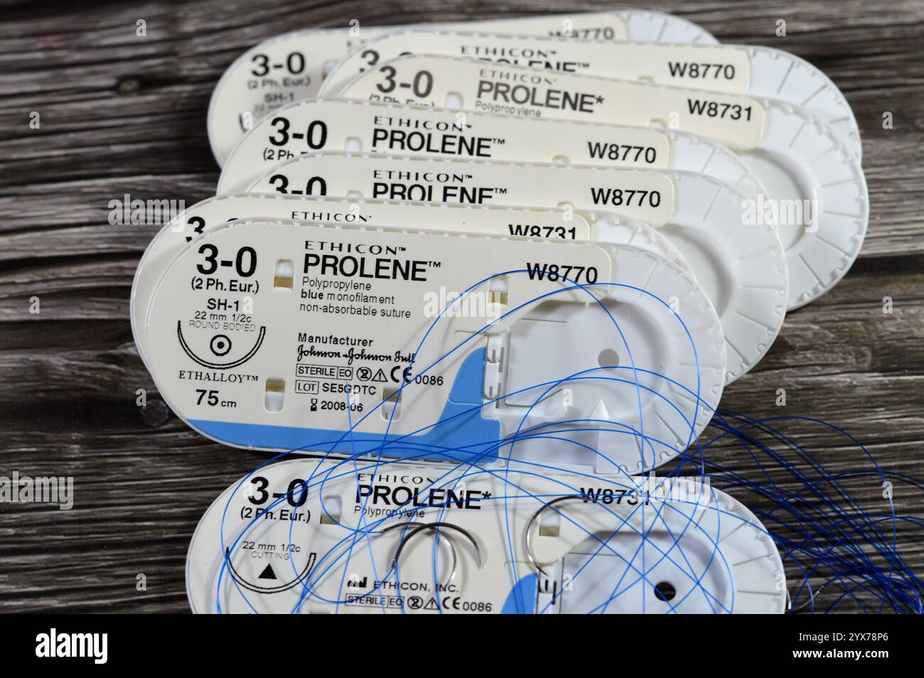 Cairo, Egypt, October 13 2024: ETHICON Prolene blue color suture 3-0 ...