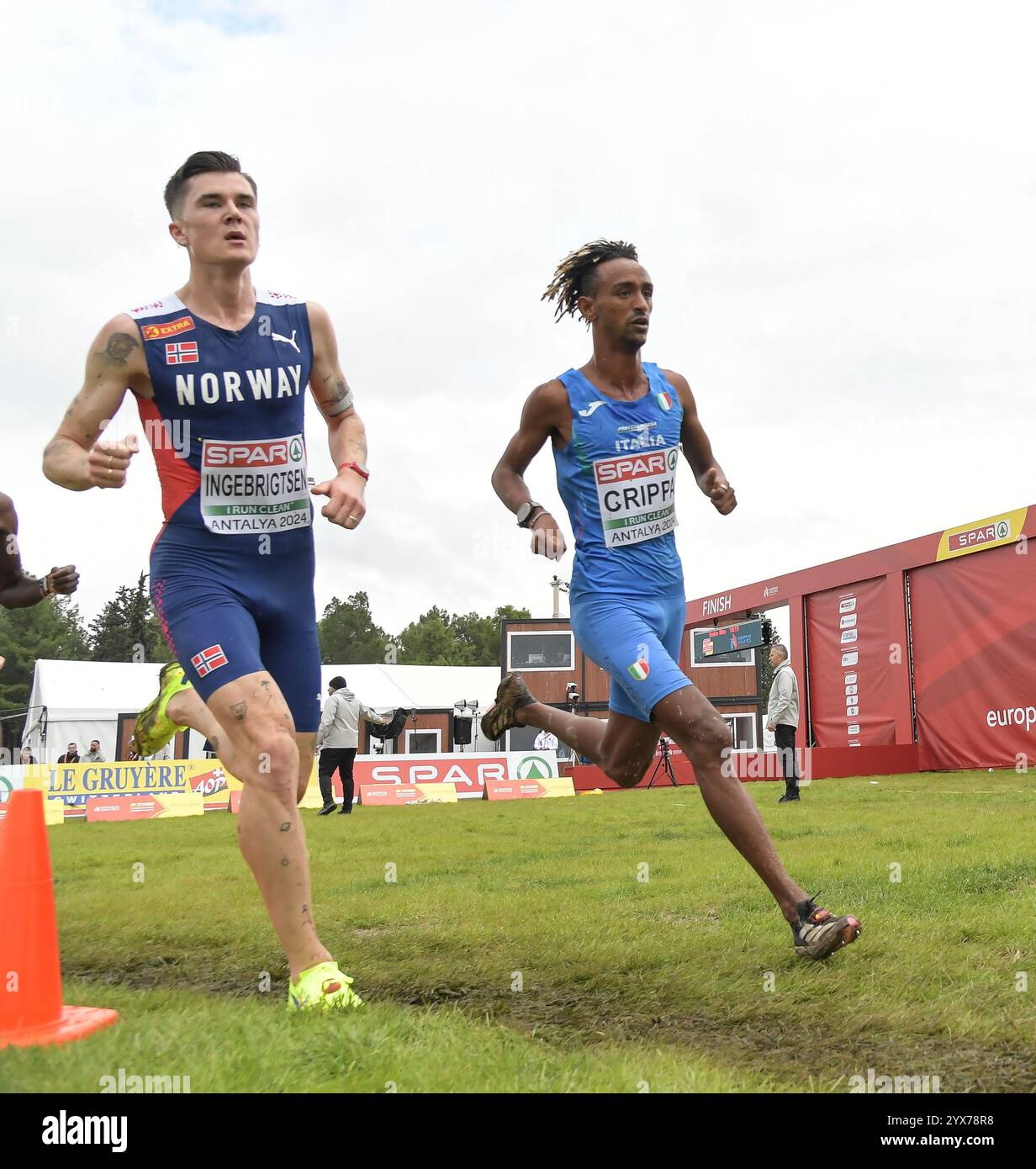 Jakob Ingebrigtsen of Norway and Yemaneberhan Crippa of Italy competing ...