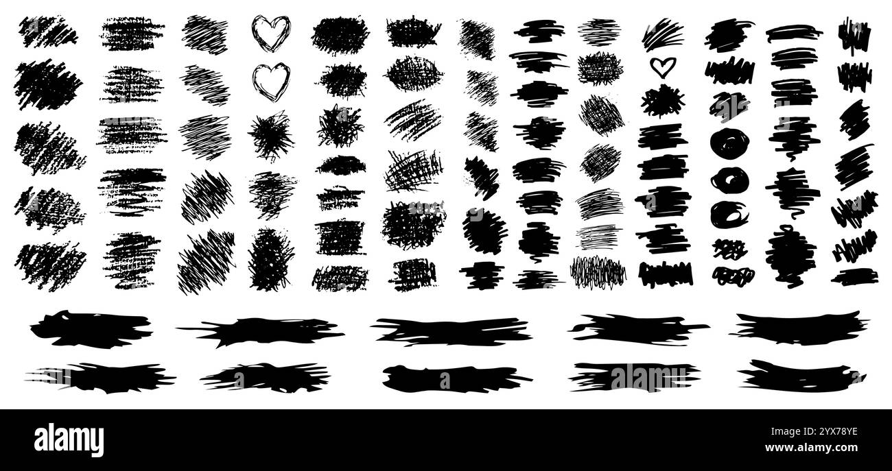 Various black vector brush strokes and shapes suitable for creative ...