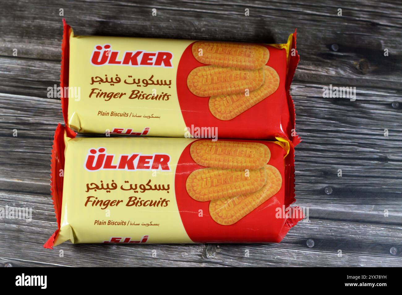 Cairo, Egypt, November 25 2024: Ulker finger biscuits, plain biscuit ...
