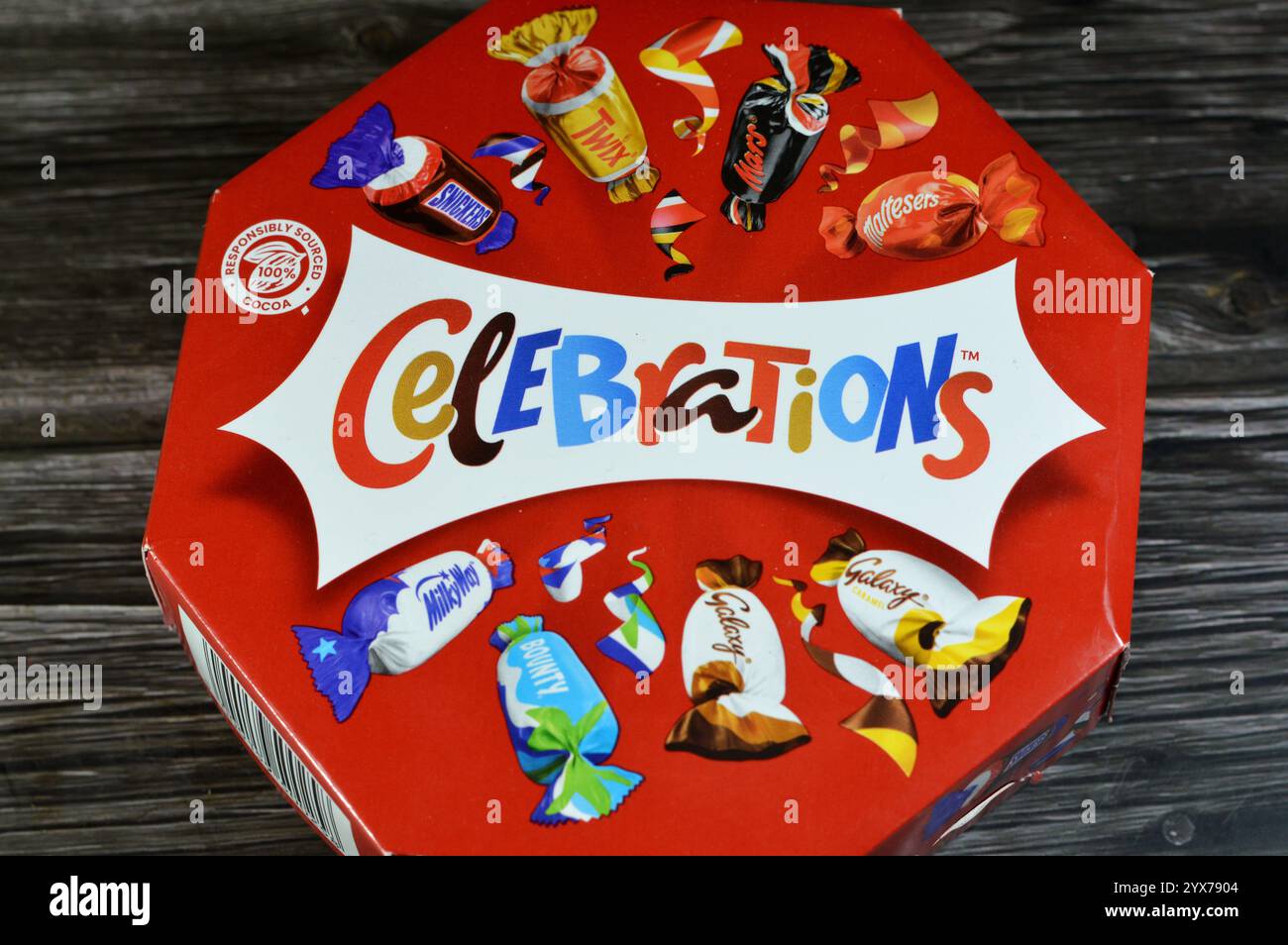 Cairo, Egypt, November 24 2024: Celebrations box mini chocolate bars ...