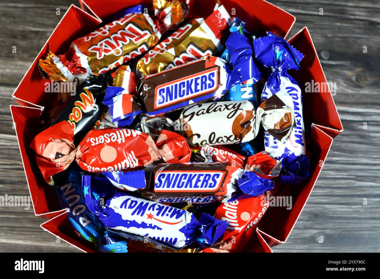 Cairo, Egypt, November 24 2024: Celebrations box mini chocolate bars ...