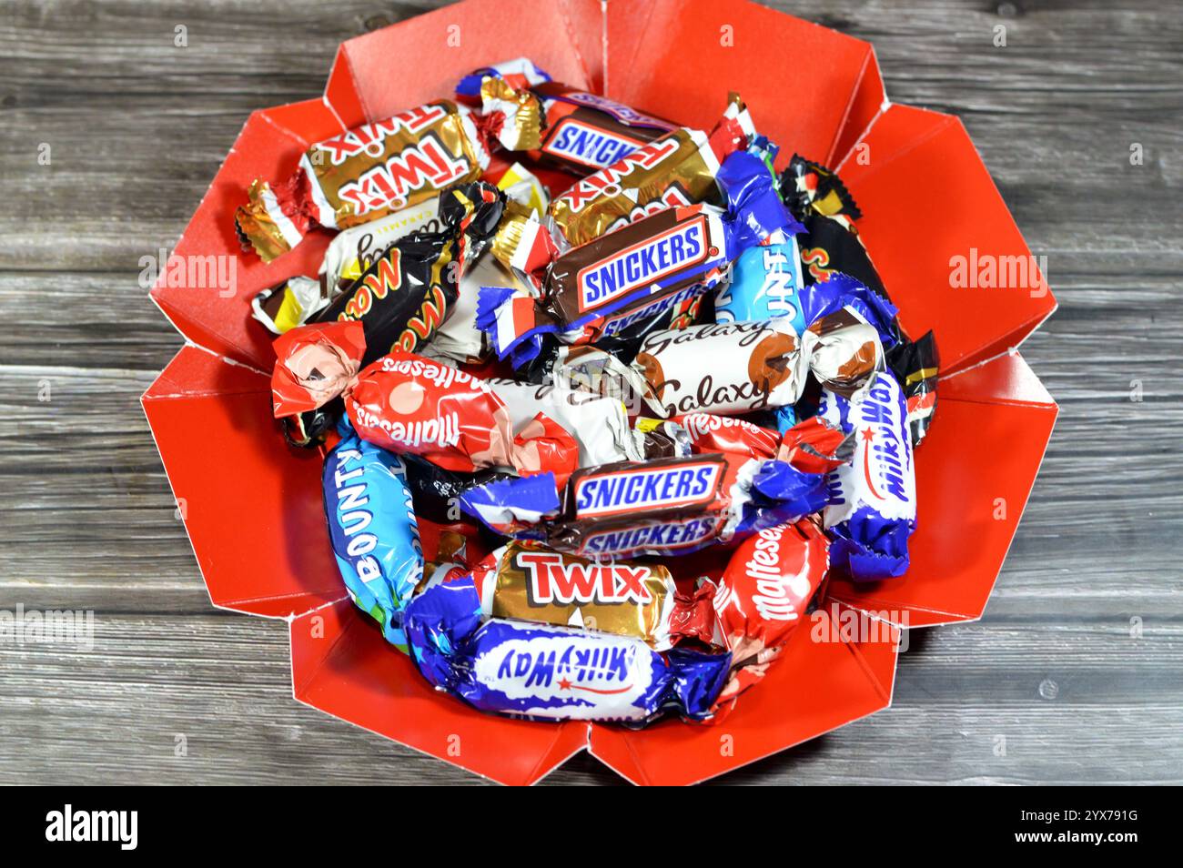 Cairo, Egypt, November 24 2024: Celebrations box mini chocolate bars ...