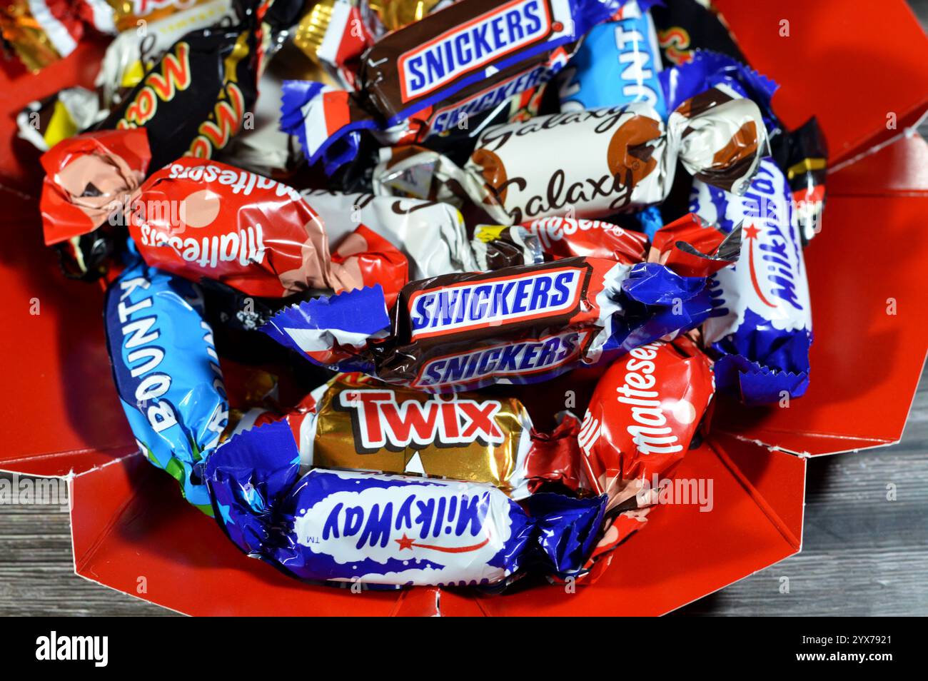 Cairo, Egypt, November 24 2024: Celebrations box mini chocolate bars ...