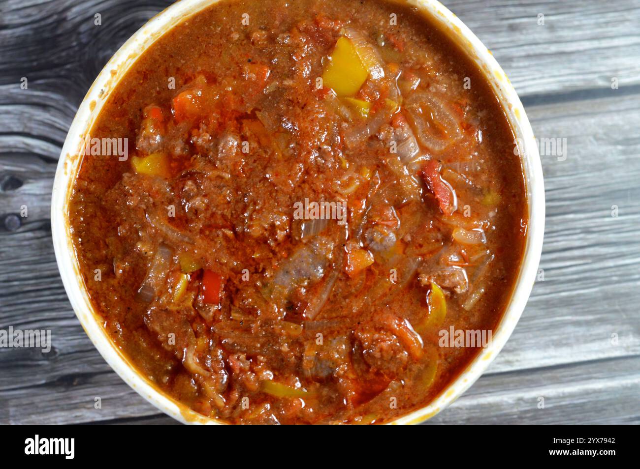 Egyptian fava beans with beef meat sausage, the main dish, sandwich in ...