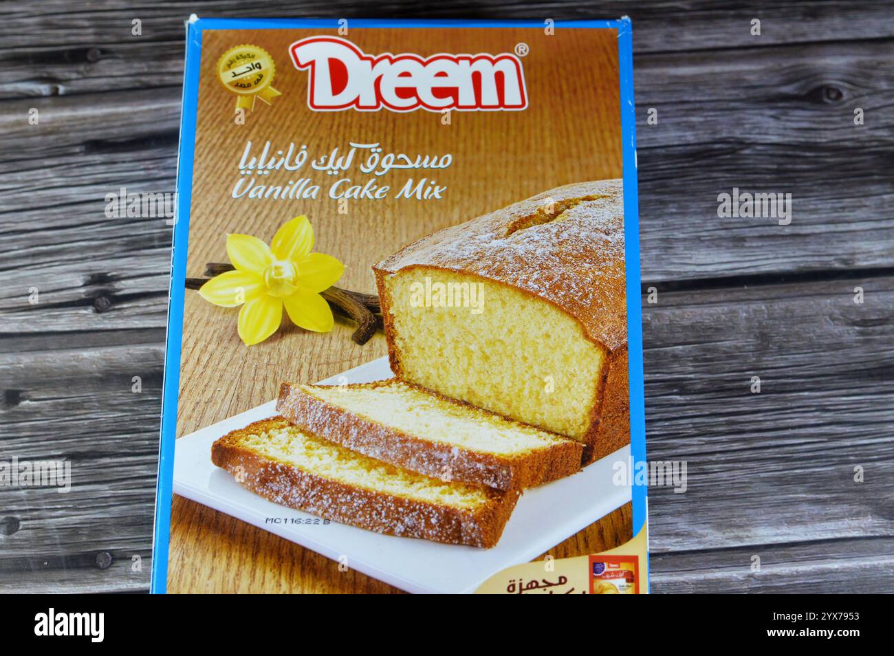 Cairo, Egypt, October 31 2024: Dreem cake vanilla mix flavor, powder ...