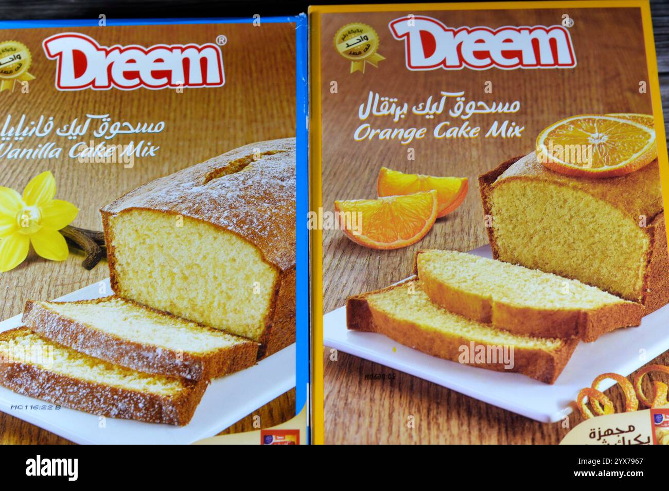 Cairo, Egypt, October 31 2024: Dreem cake mix flavors of orange and ...