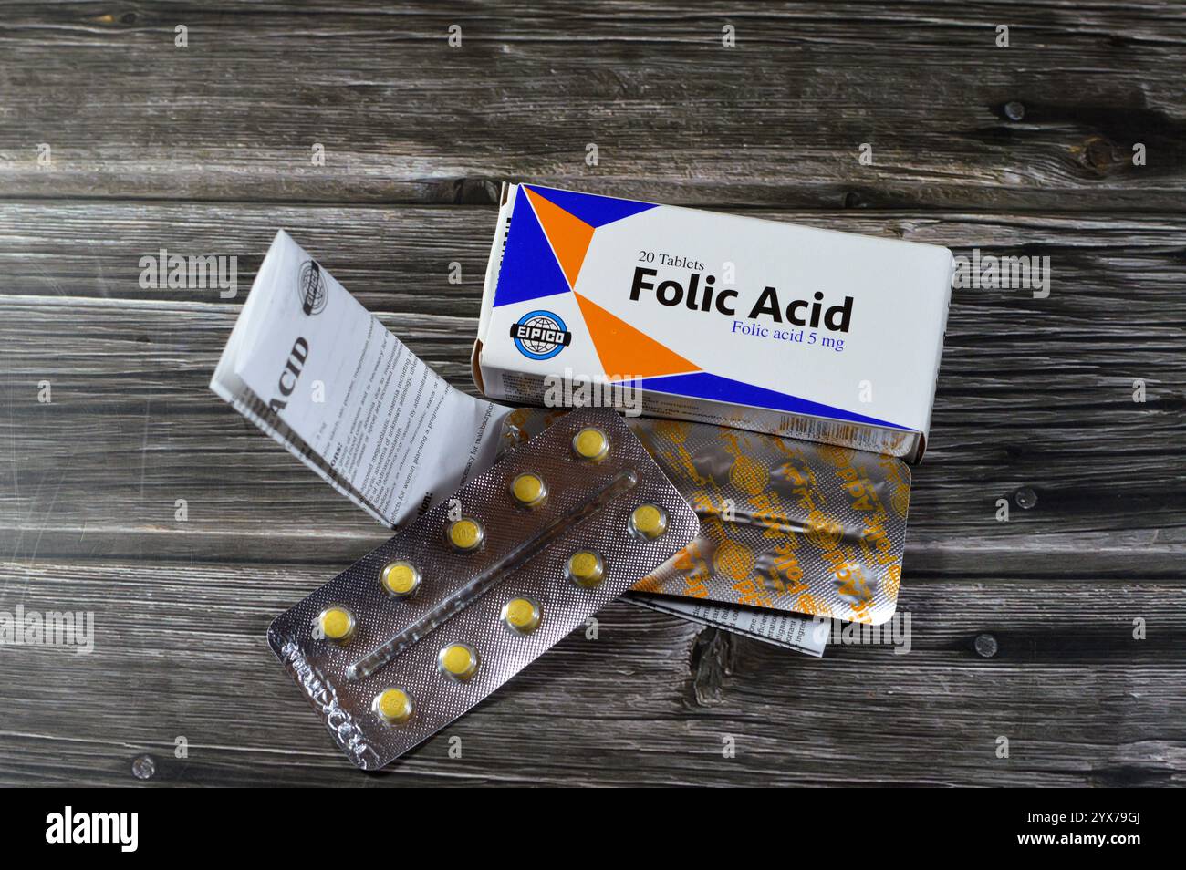 Cairo, Egypt, December 2 2024: Folic acid 5mg Tabs, for the treatment ...