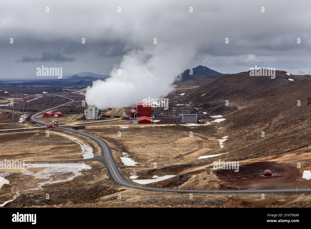 The Krafla geothermal power plant in Myvatn volcanic area in Iceland ...