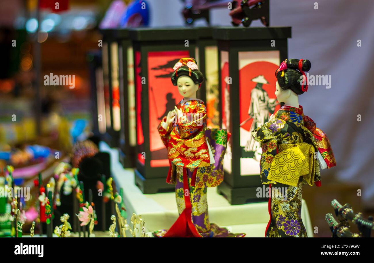 the splendid kimonos of the ancient Japanese tradition Stock Photo - Alamy