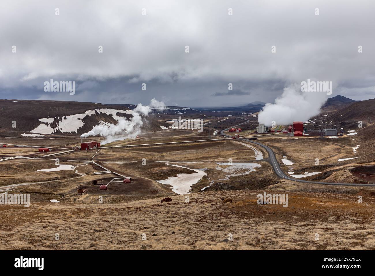 The Krafla geothermal power plant in Myvatn volcanic area in Iceland ...