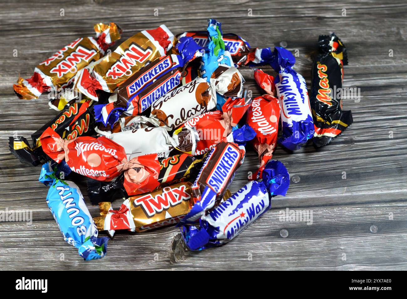 Cairo, Egypt, November 24 2024: Celebrations box mini chocolate bars ...