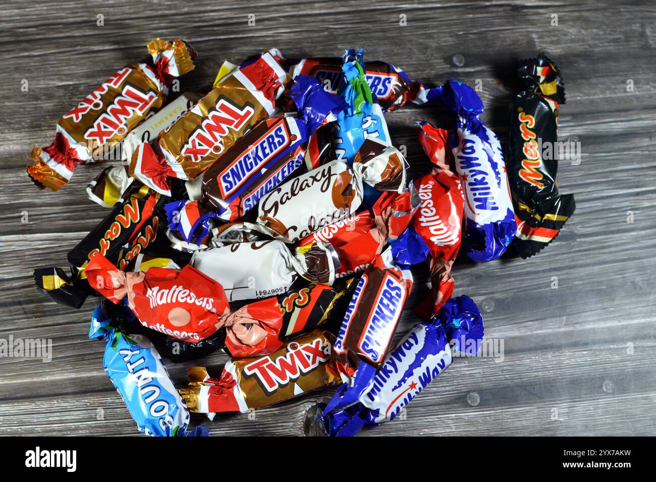 Cairo, Egypt, November 24 2024: Celebrations box mini chocolate bars ...