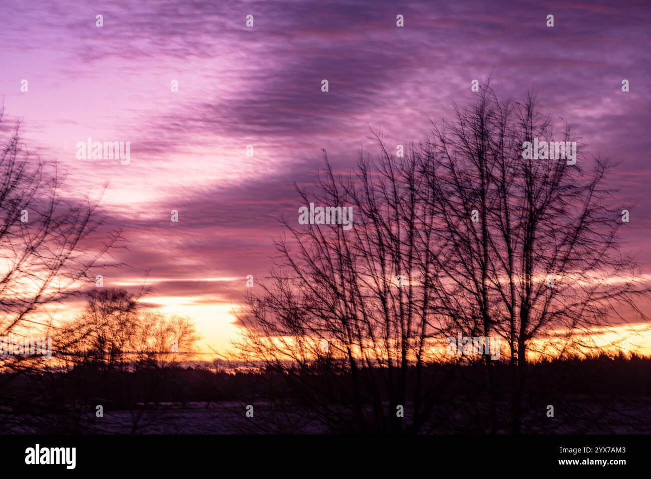 colorful sunrise sky outside the window, colorful play of light ...