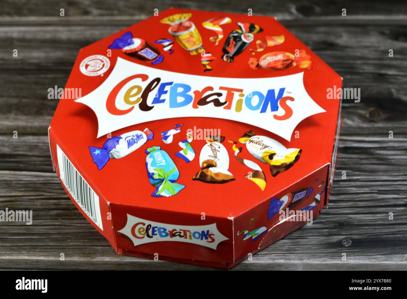 Cairo, Egypt, November 24 2024: Celebrations box mini chocolate bars ...