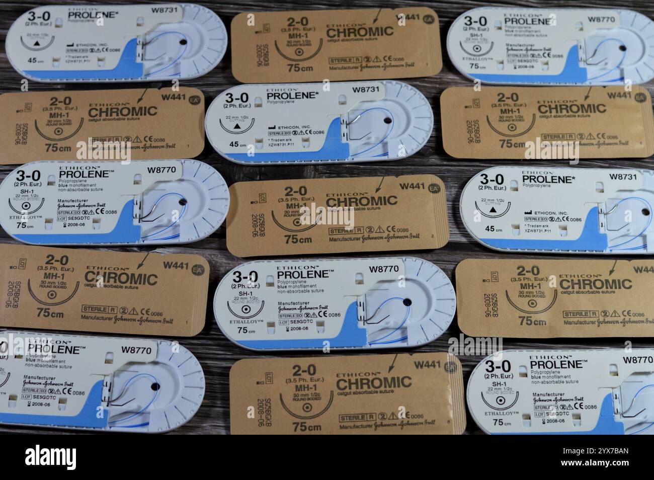 Cairo, Egypt, October 13 2024: Surgical sutures of ETHICON Prolene blue ...
