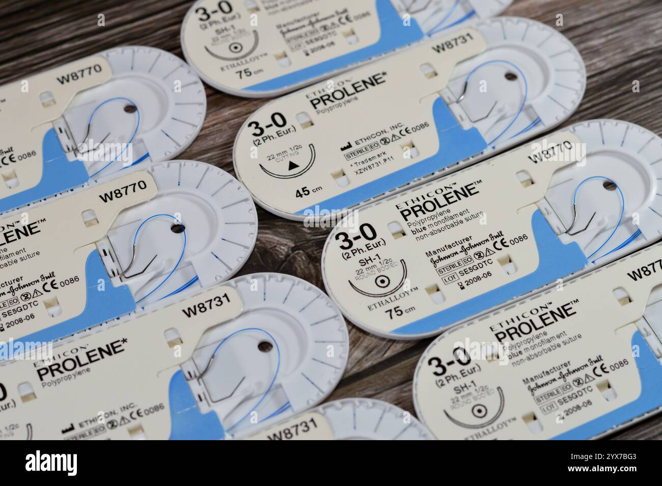 Cairo, Egypt, October 13 2024: ETHICON Prolene blue color suture 3-0 ...