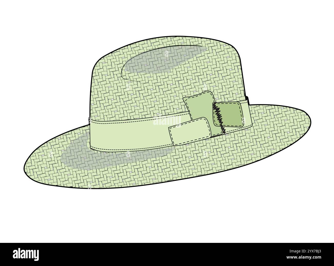 Crafted straw fedora hat vector design mockup template Stock Vector ...