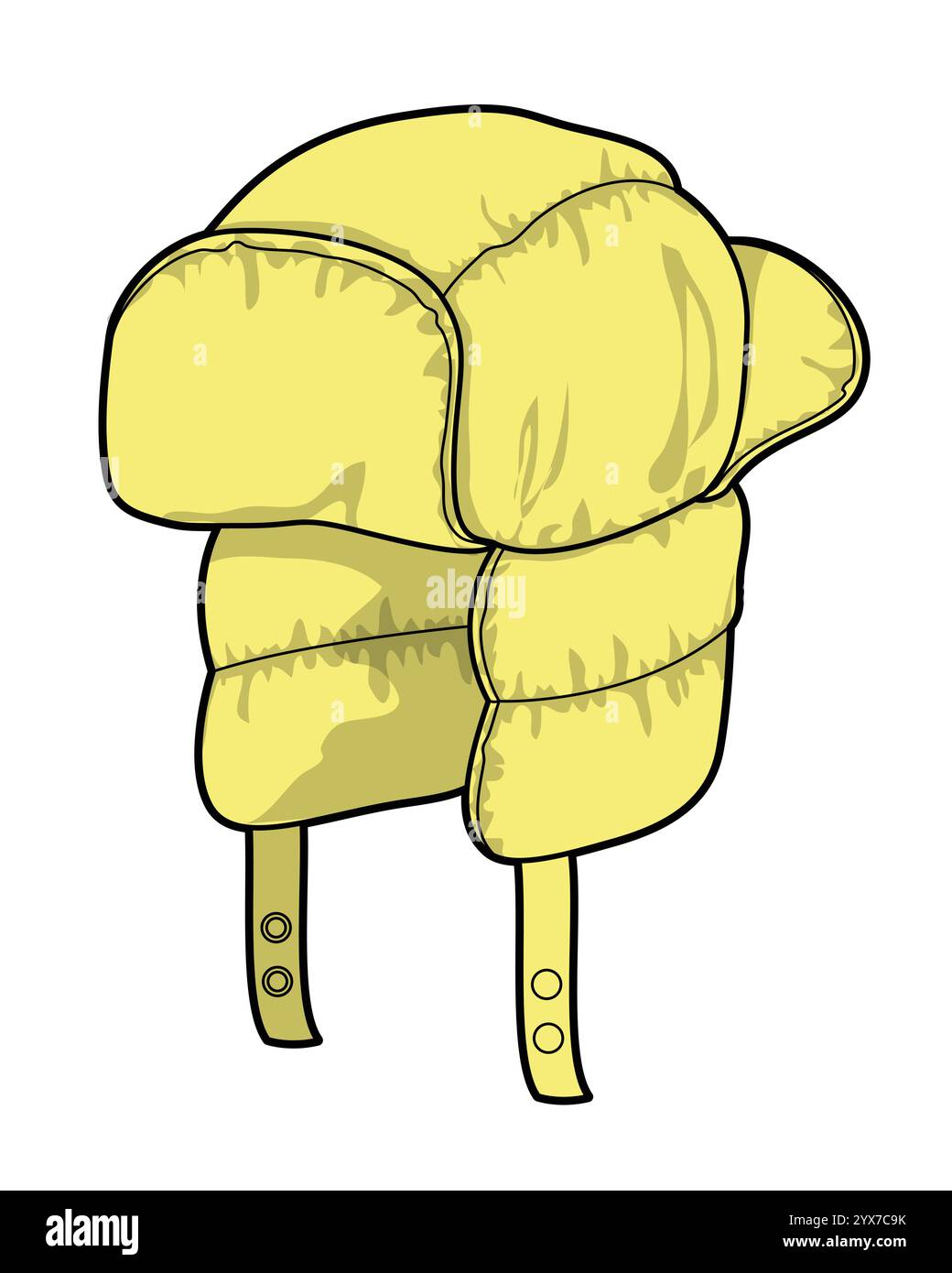 Boys padded trapper hat technical flat design vector mockup template ...