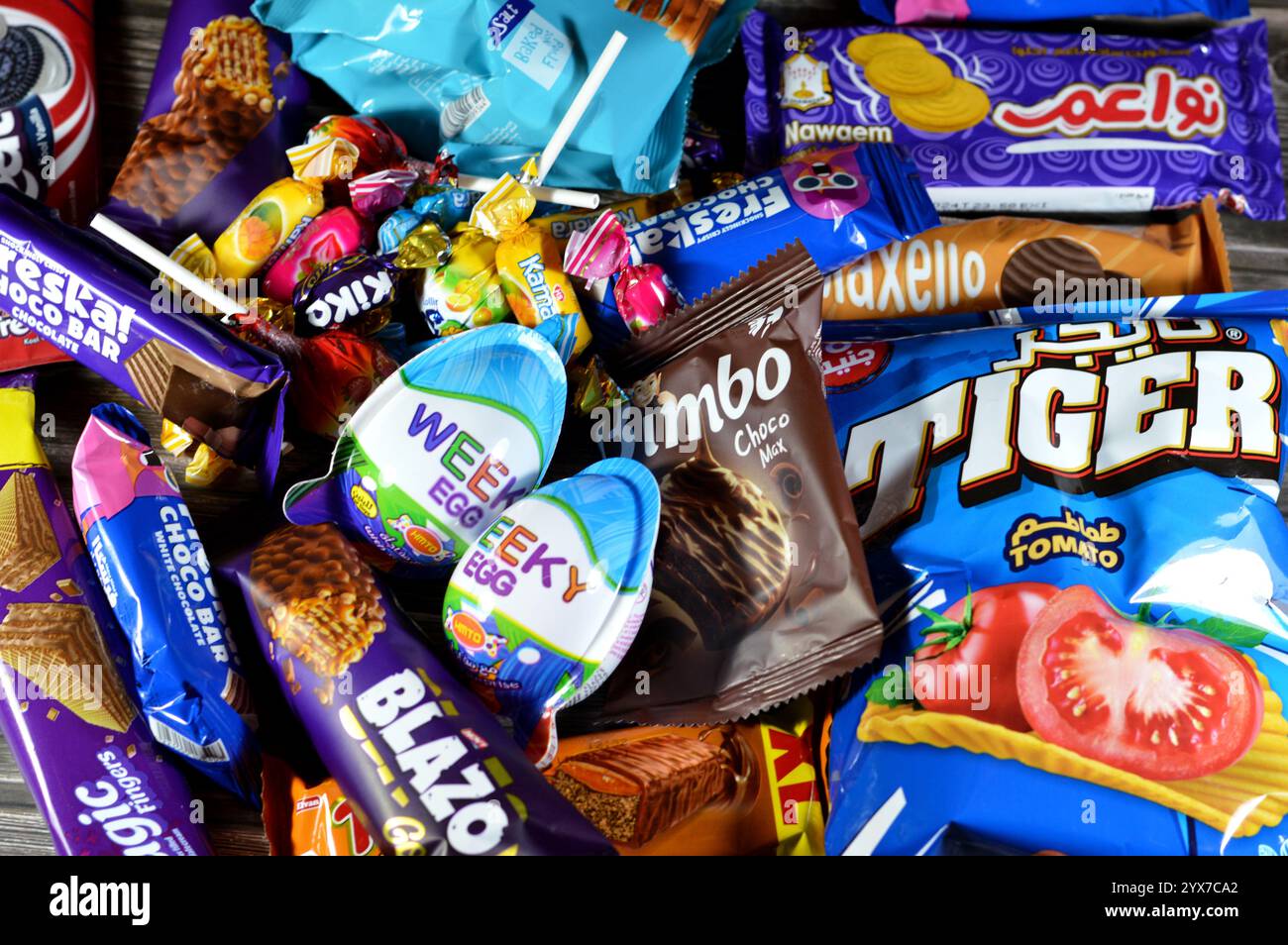 Cairo, Egypt, November 29 2024: Assorted chocolates, biscuits, cakes ...