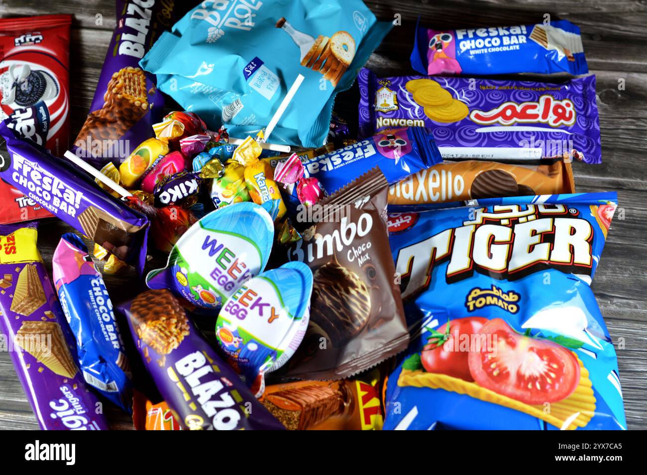 Cairo, Egypt, November 29 2024: Assorted chocolates, biscuits, cakes ...