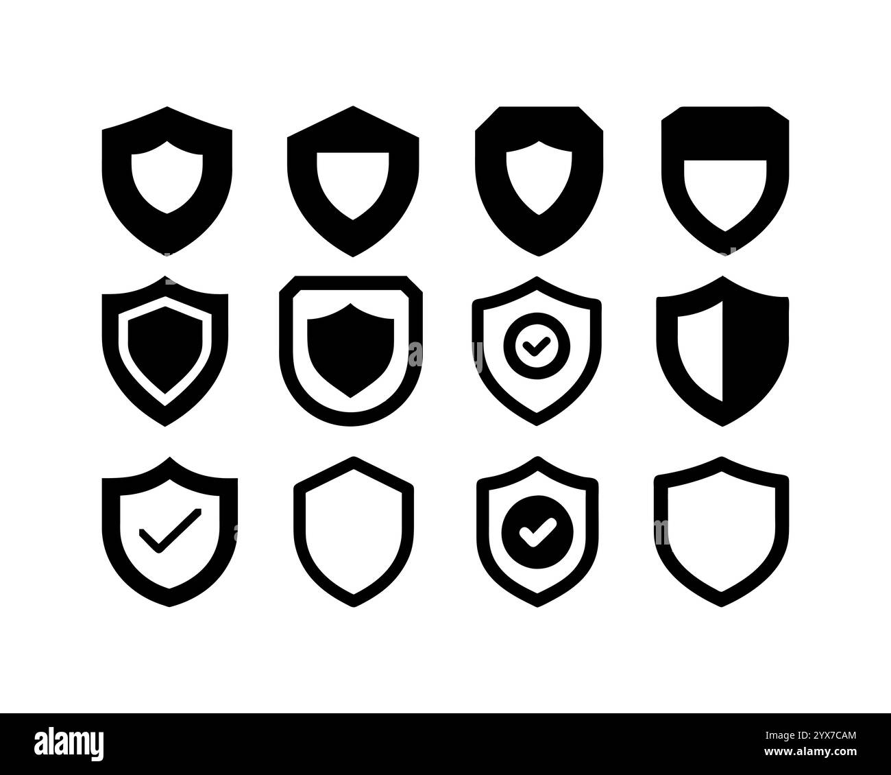 Shield icon. Heraldic shield set. Black knight award contours and ...