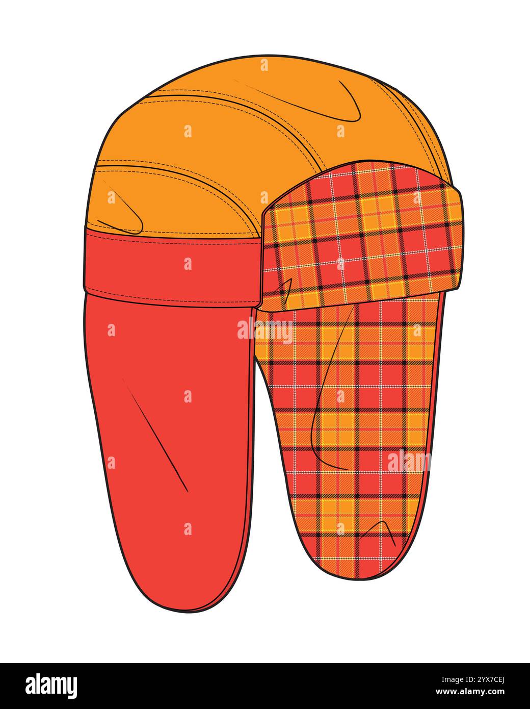 Utility check fabric trapper hat vector mockup template Stock Vector ...