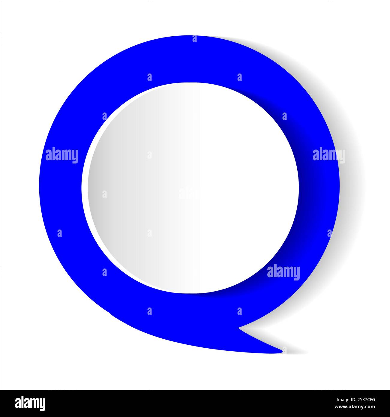 Bright blue circular design featuring a speech bubble creating a bold ...