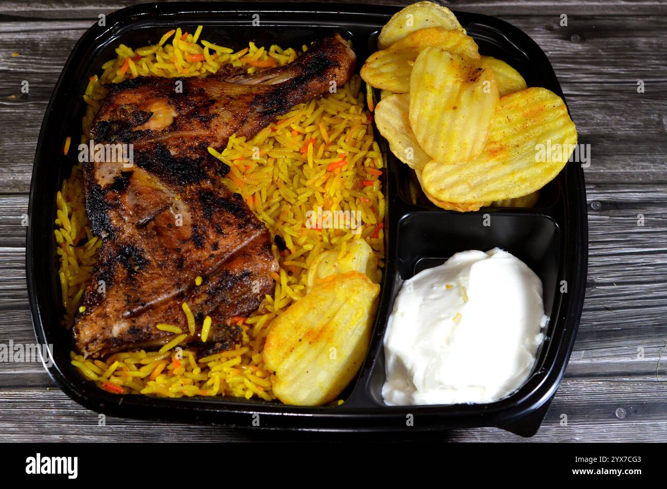 Arabic Syrian cuisine of charcoal grilled barbecued chicken with ...