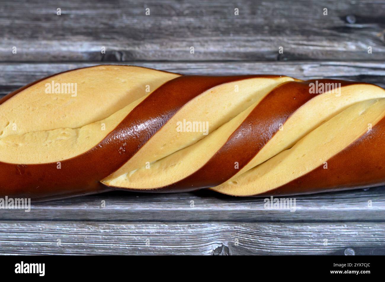 Pretzel long bun baguette bread, baked pastry made from dough, made of ...